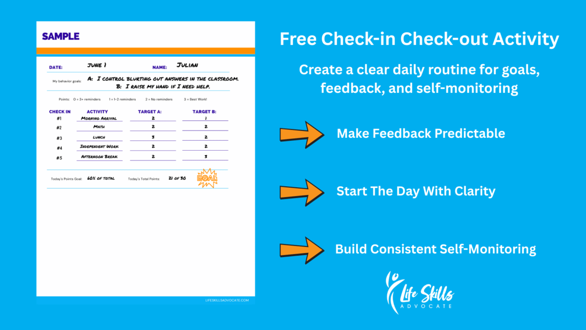 Free Check-In Check-Out Activity | Life Skills Advocate