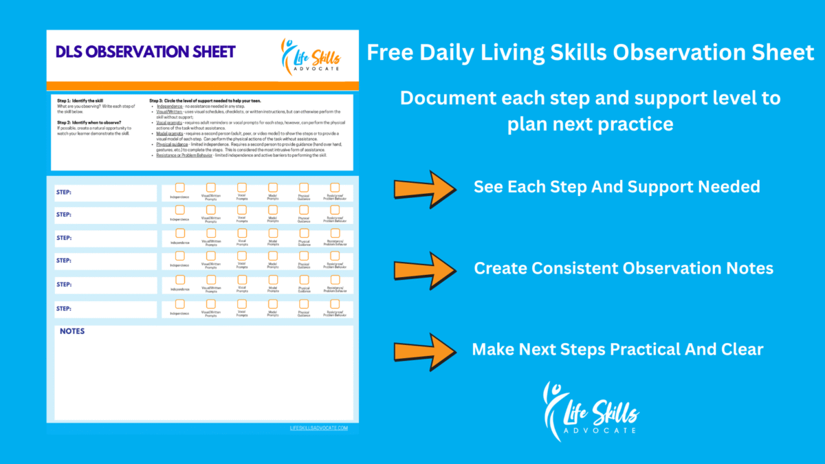Free Daily Living Skills Observation Sheet | Life Skills Advocate