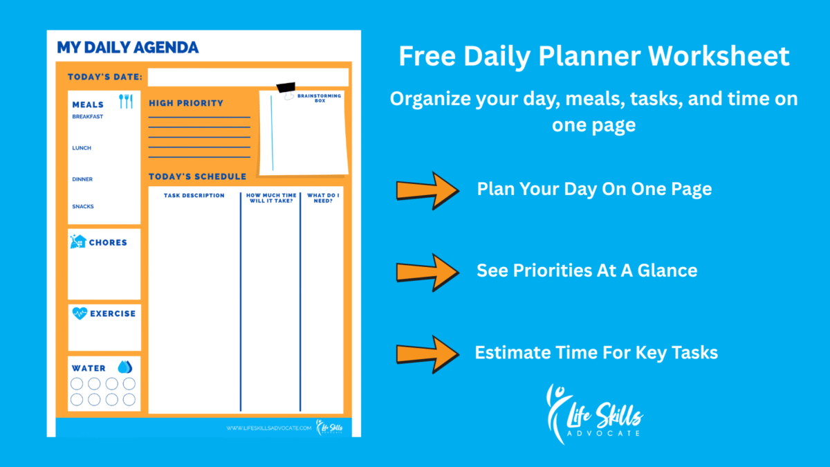 Free Daily Planner Worksheet | Life Skills Advocate