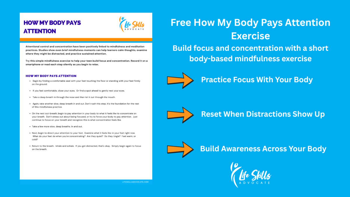 Free How My Body Pays Attention Exercise | Life Skills Advocate