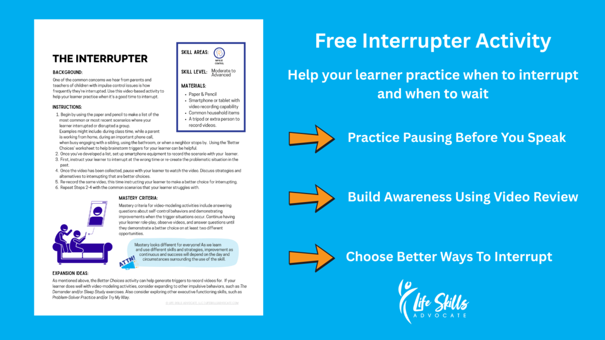 Free Interrupter Activity | Life Skills Advocate