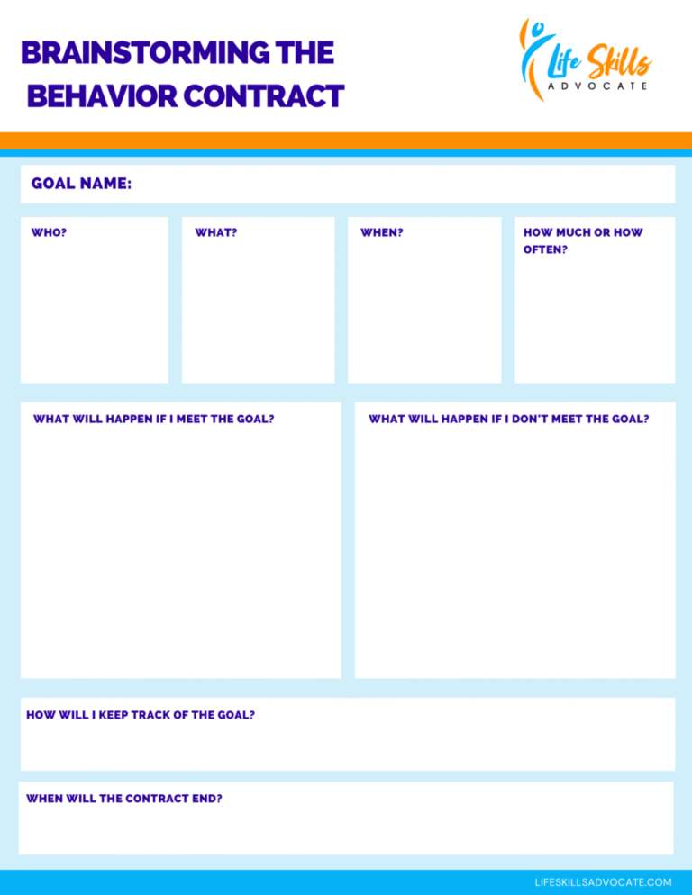 Free Behavior Contract | Life Skills Advocate