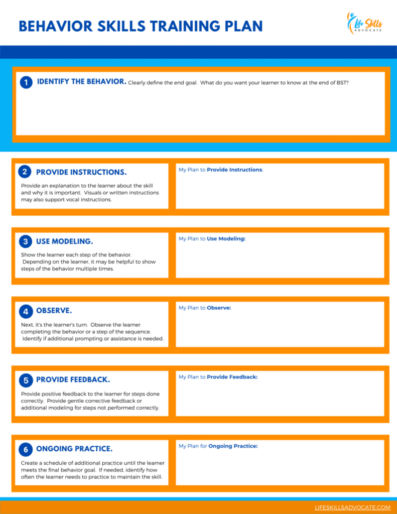 Free Behavior Skills Training Plan | Life Skills Advocate