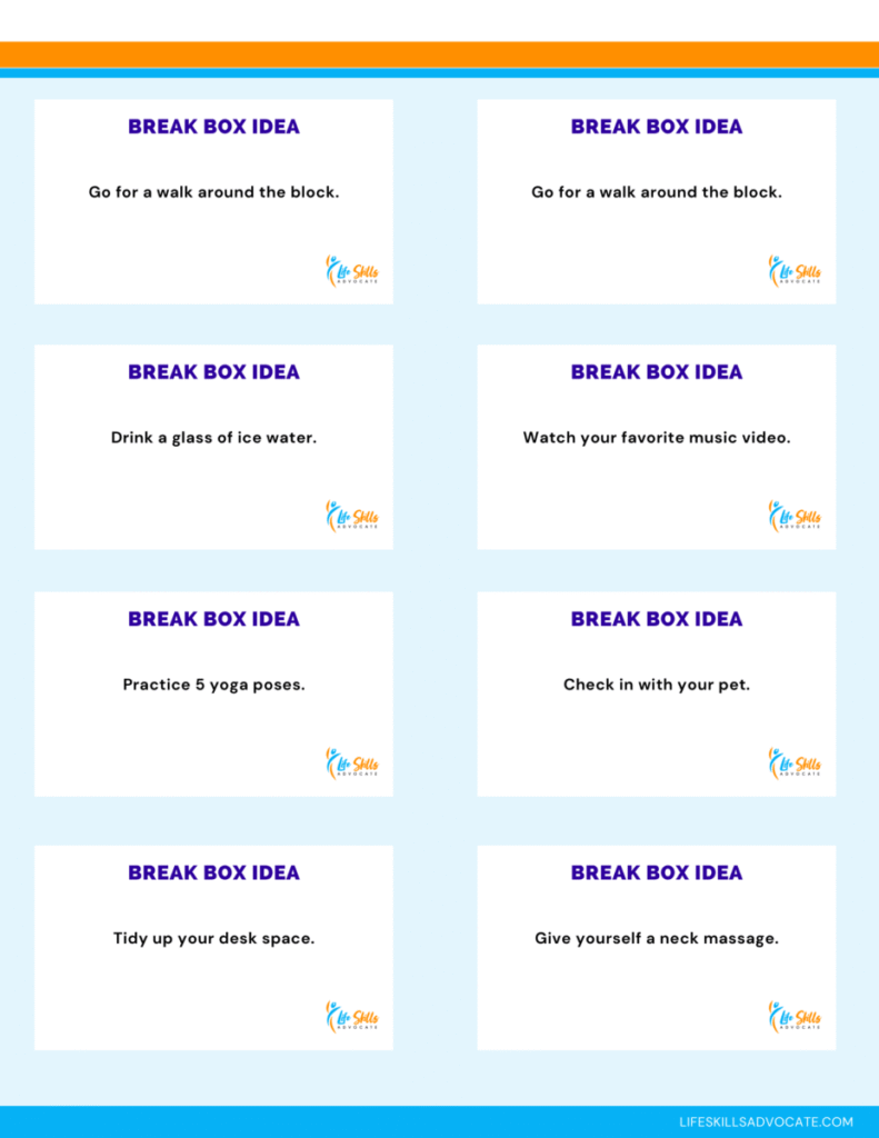 Free Break Box Exercise | Life Skills Advocate