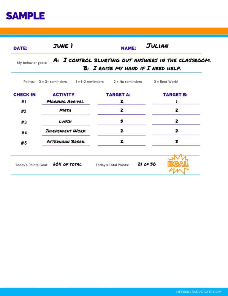 Free Check-In Check-Out Activity | Life Skills Advocate