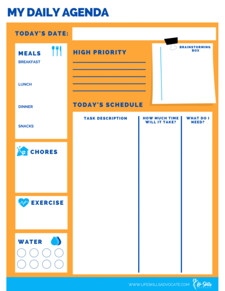 Free Daily Planner Worksheet | Life Skills Advocate