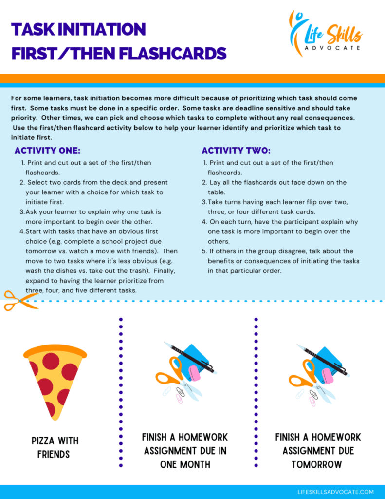 Free First Then Flashcards | Life Skills Advocate