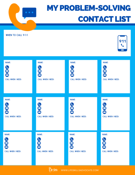 Free Phone-A-Friend Problem-Solving Worksheet | Life Skills Advocate