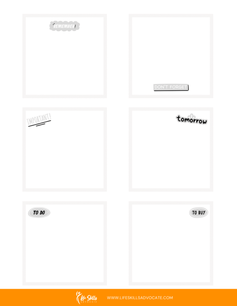 Free Printable Reminders Template | Life Skills Advocate
