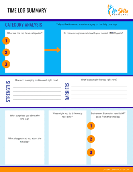 Free Time Log Worksheet | Life Skills Advocate
