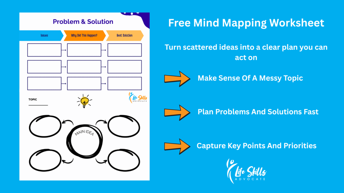 Free Mind Mapping Worksheet | Life Skills Advocate