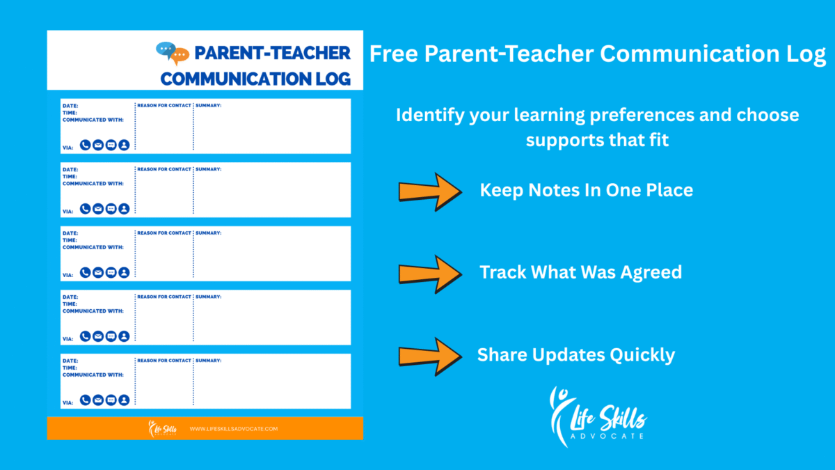 Free Parent-Teacher Communication Log | Life Skills Advocate