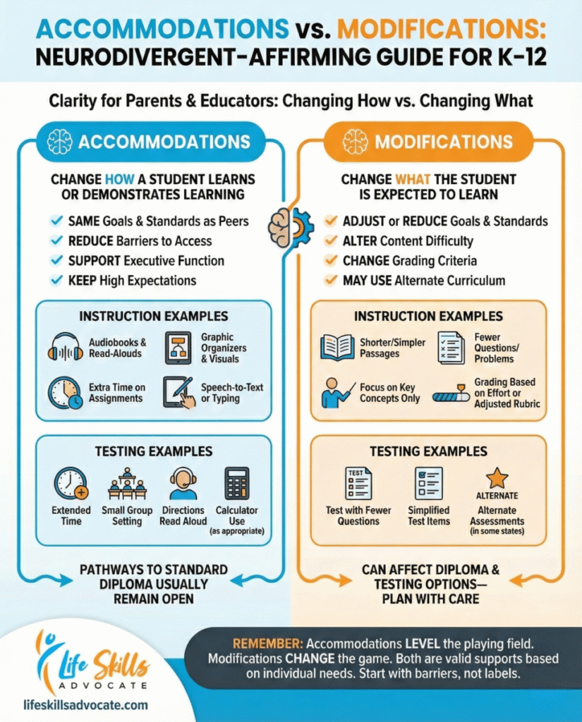 Clear Differences Between Accommodations Vs Modifications For IEPs And 504 Plans | Life Skills ...