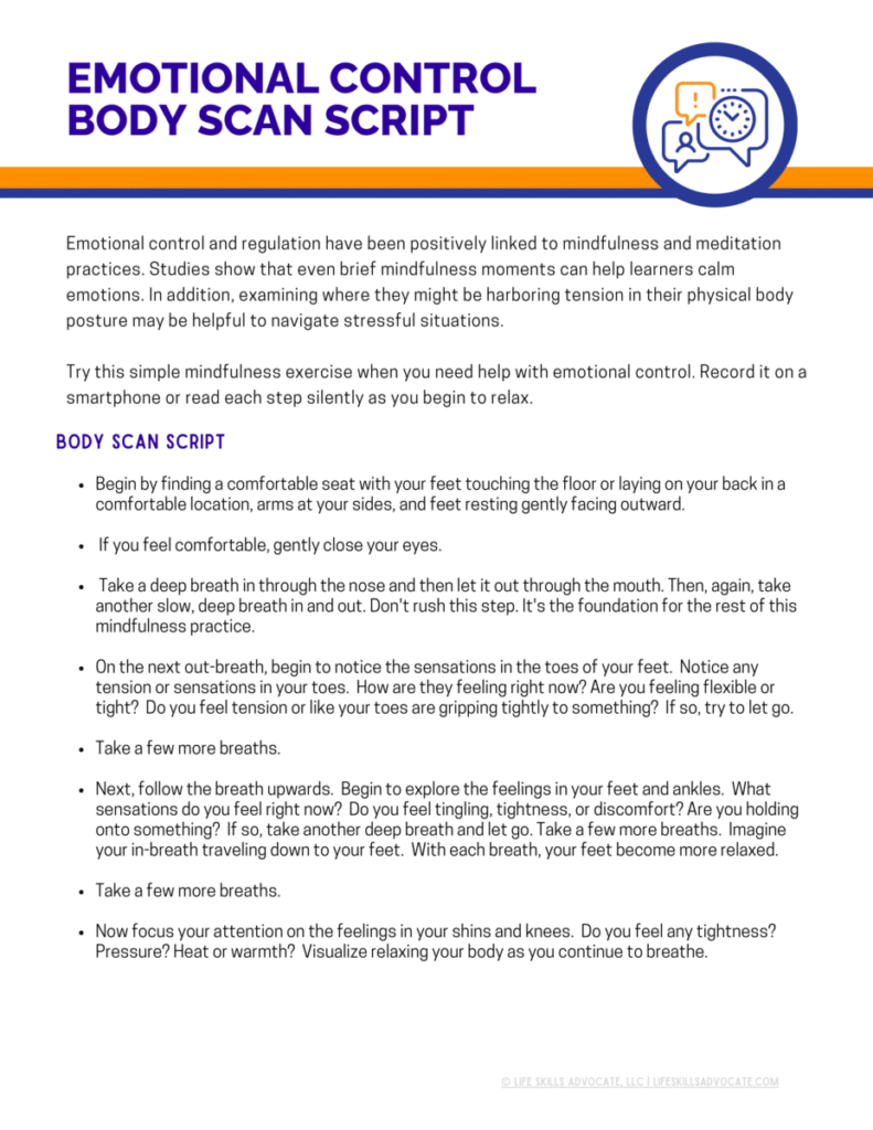 Free Body Scan Mindfulness Activity | Life Skills Advocate